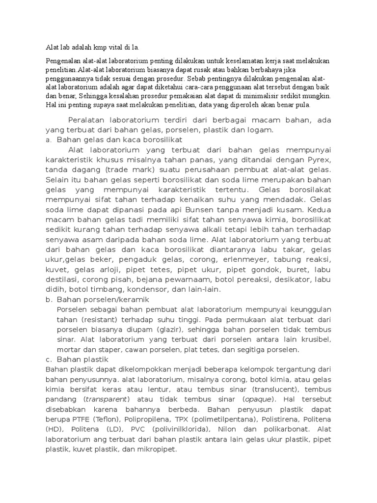 Alat Lab Adalah KMP Vital Di La | PDF