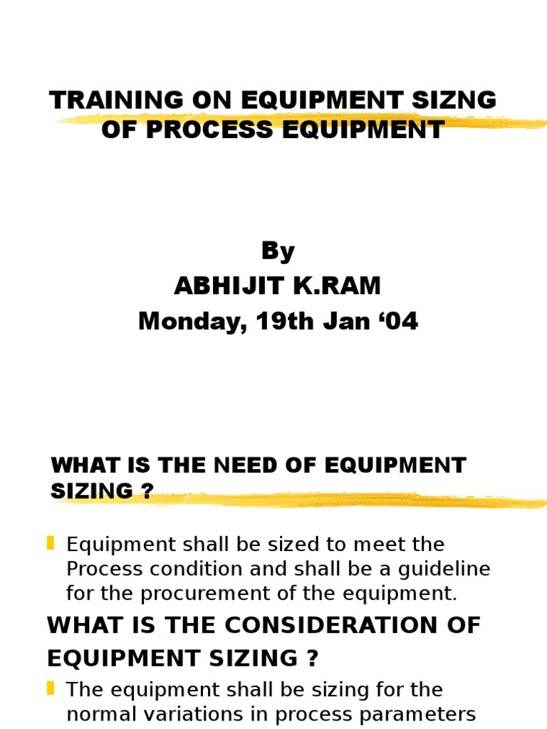 Training On Equipment Sizng of Process Equipment | PDF | Gases ...