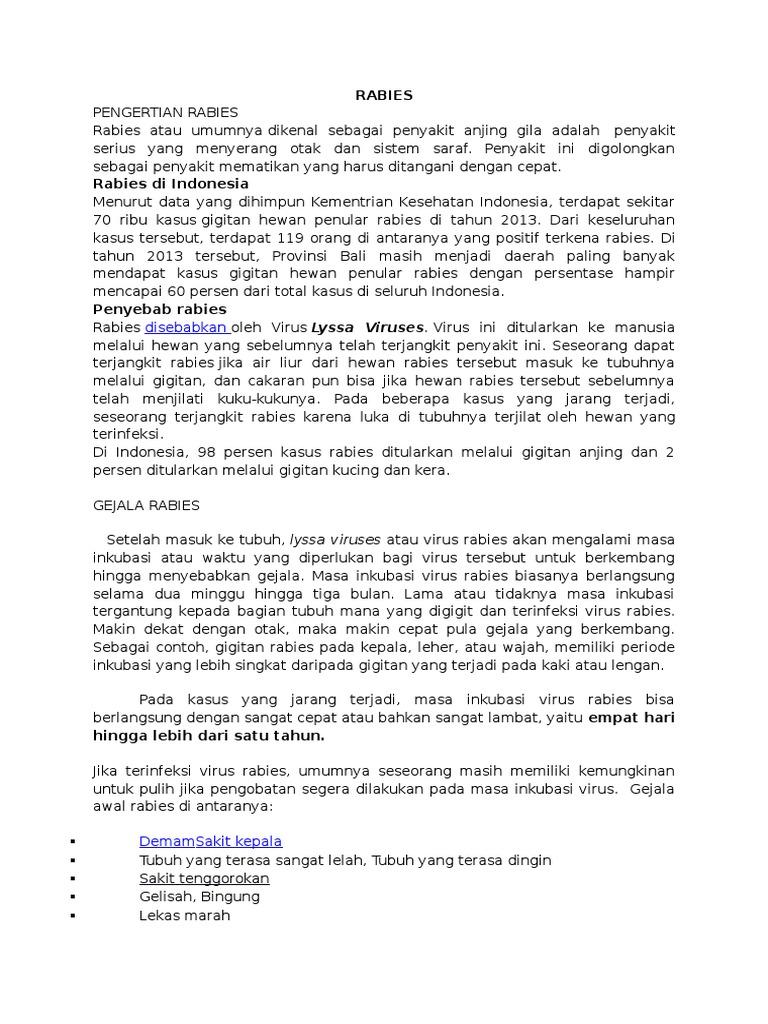 Materi Rabies Untuk Kader | PDF | Kesehatan Holistik