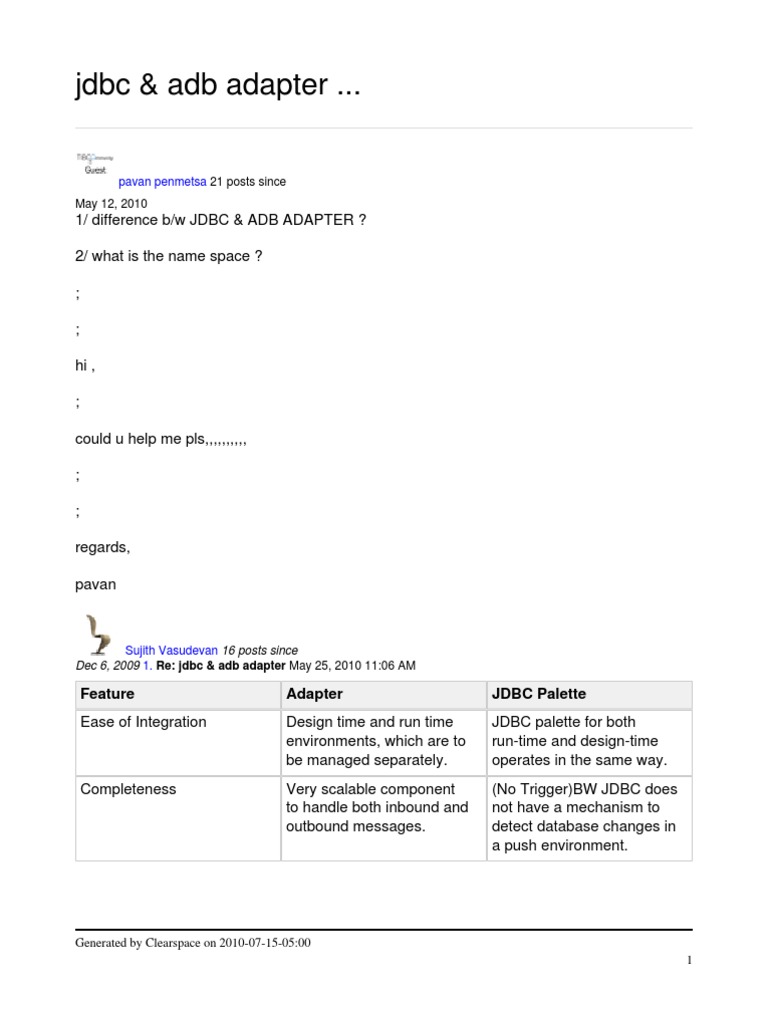Jdbc And Adb Adapter Pavan Penmetsa Pdf Oracle Database Data