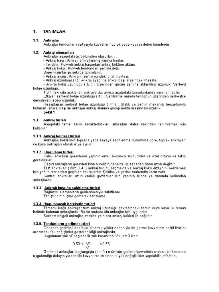 Zemi̇n Ankraj Hesabi Ve Şartnamesi̇ | PDF