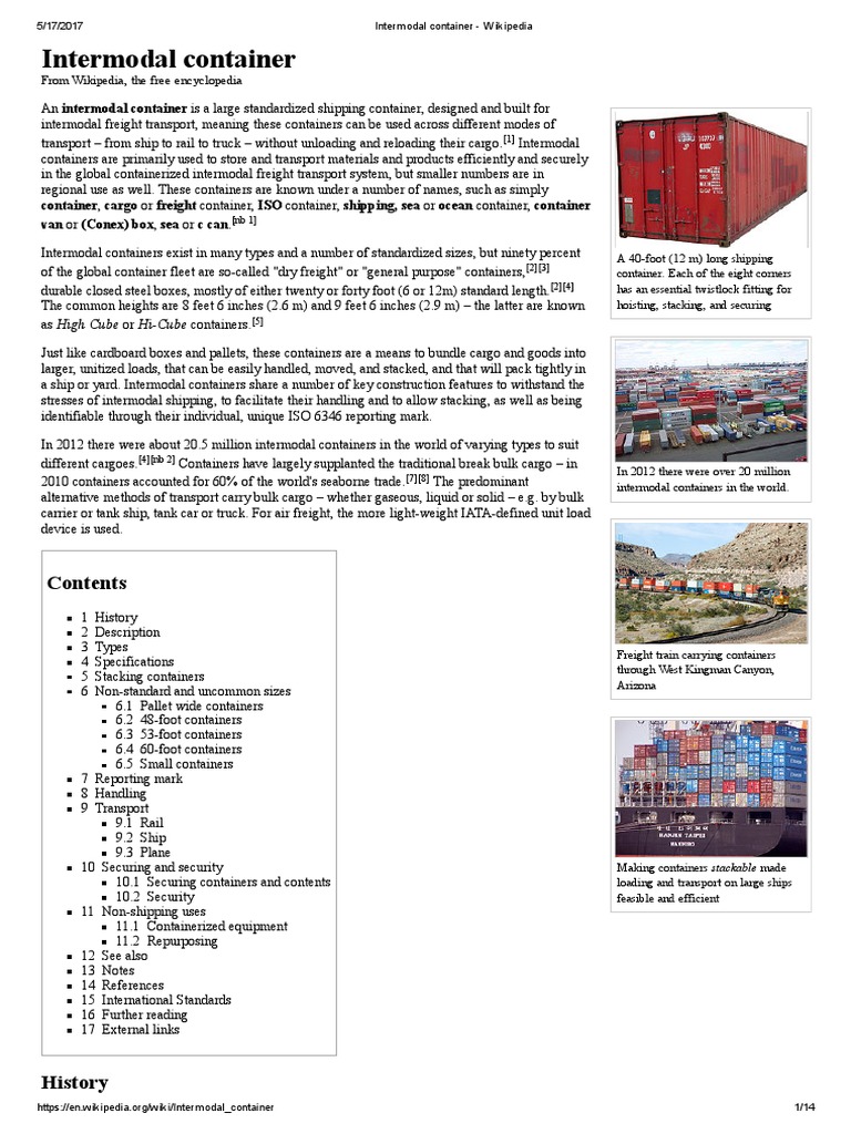 Intermodal Container - Wikipedia | PDF | Containerization | Intermodal Freight Transport
