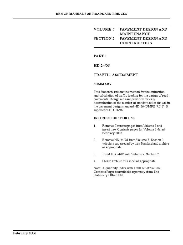DMRB Volume 7 Section 2 Part 1 | PDF | Traffic | Road
