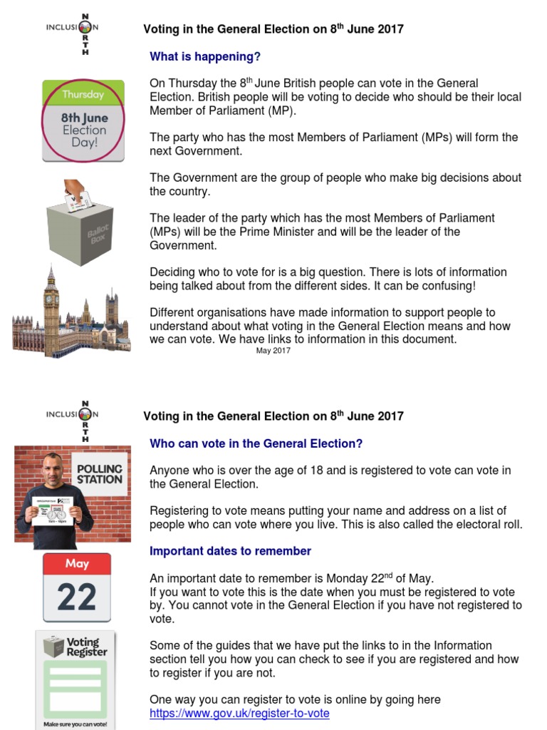 What Is Happening: Voting in The General Election On 8 June 2017 | PDF ...