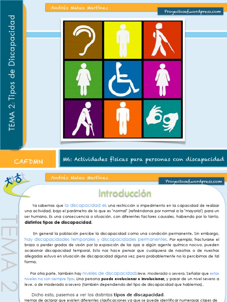 Tipos de Discapacidad PDF | PDF | Discapacidad intelectual | Invalidez