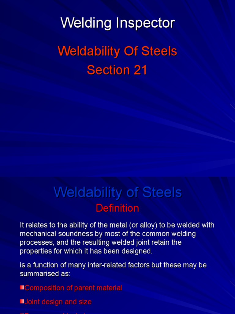 21 Weldability of Steels | PDF | Steel | Welding