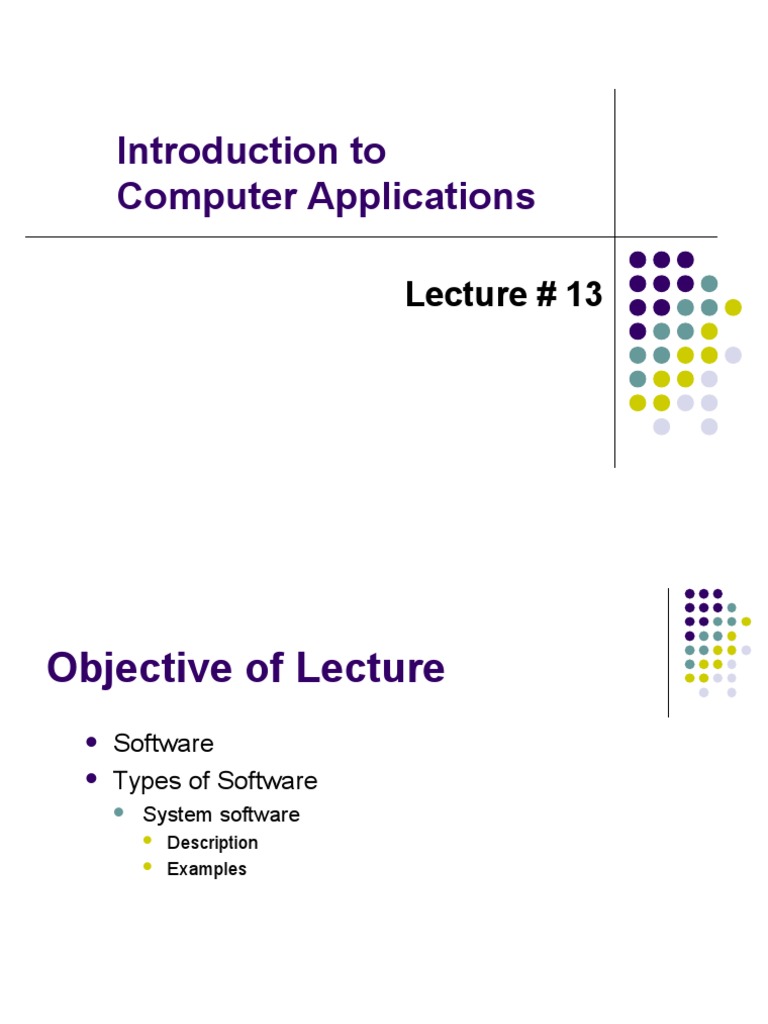 Introduction to Computer Applications Software and System Software ...