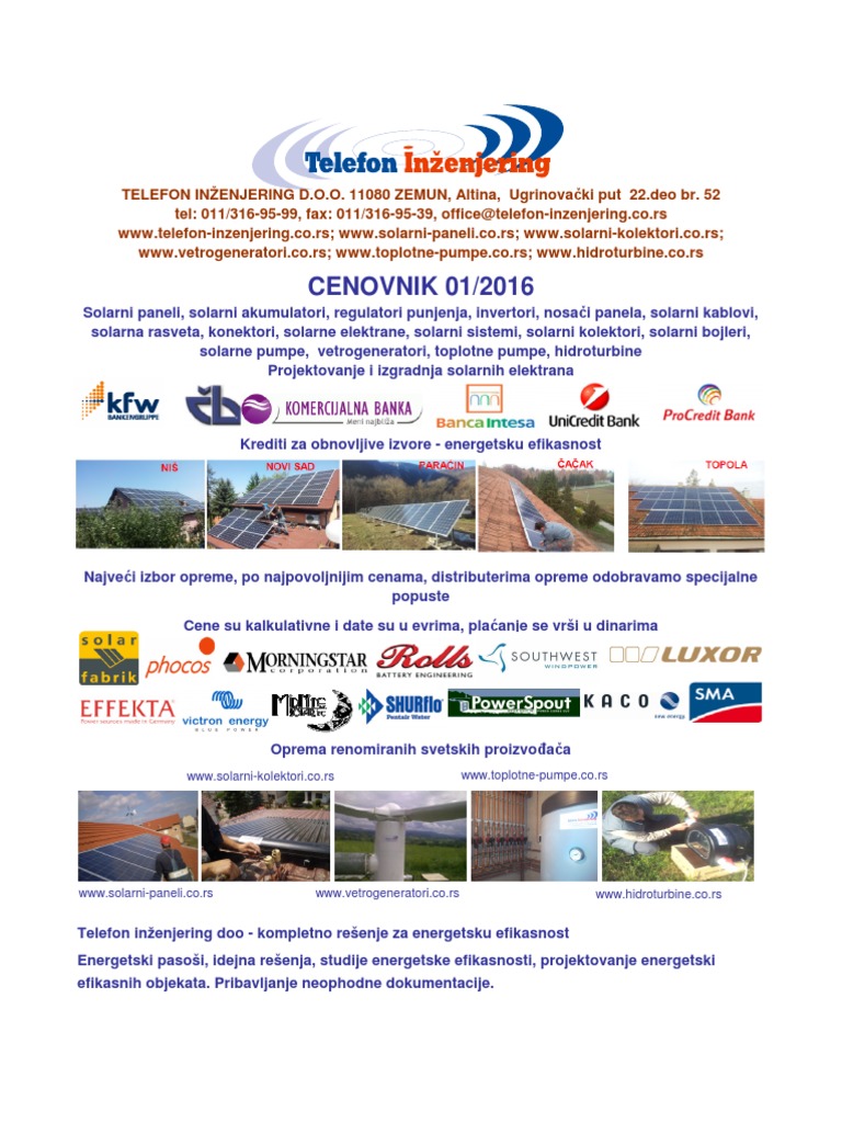 Cenovnik Solarnih Panela 2017 PDF | PDF