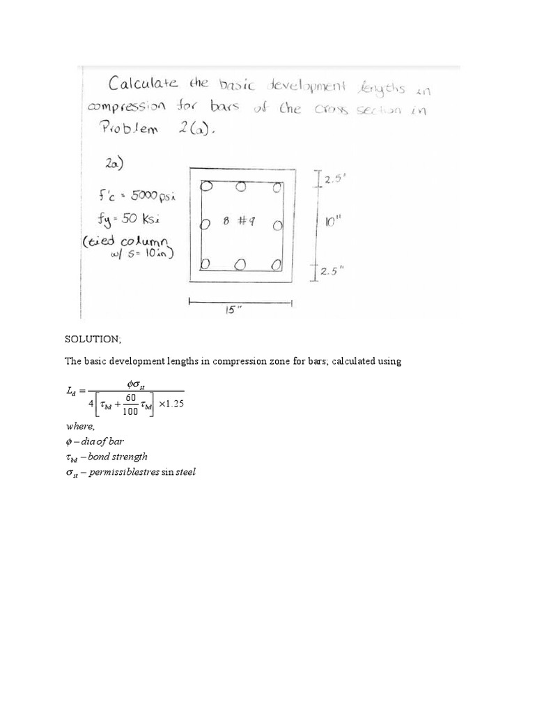 Solution The Basic Development Lengths in Compression Zone For Bars ...