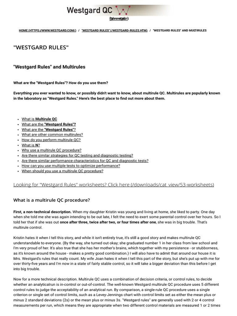 "Westgard Rules" and Multirules