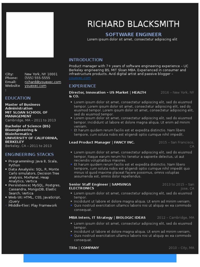 You - Exec - Resume - Spectrum - Dark - Blue | PDF | Software ...