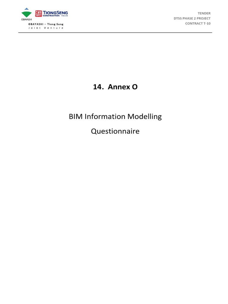 14 - Annex O: BIM Information Modelling Questionnaire | PDF