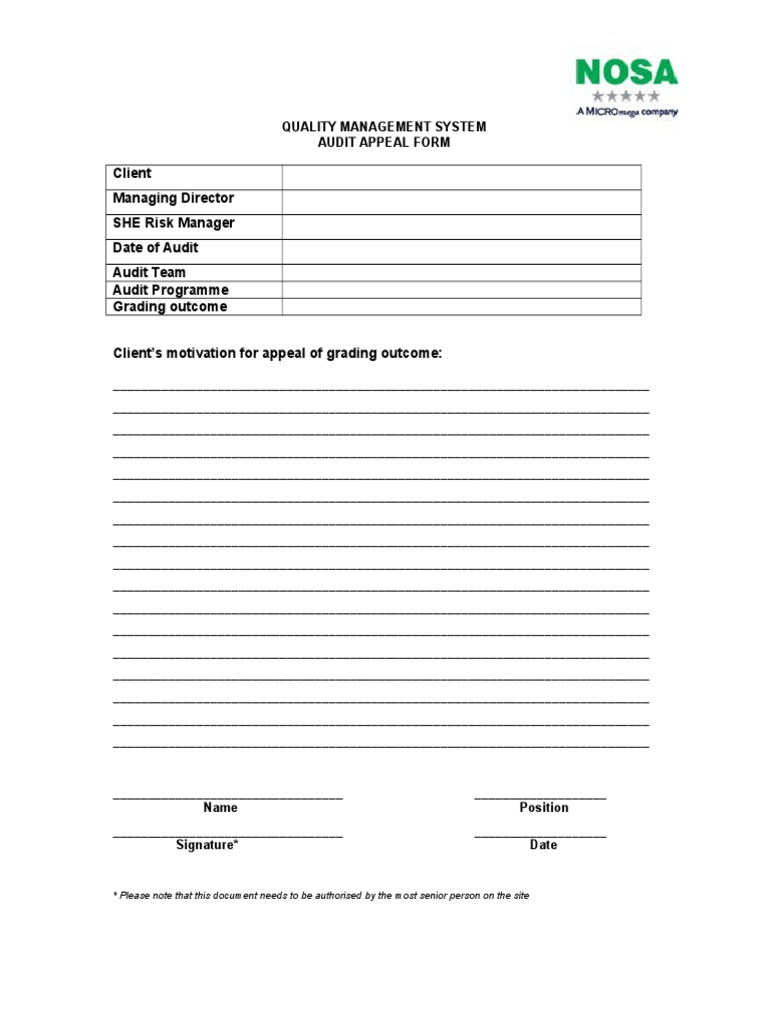 Quality Management Audit Appeal Form | PDF | Business | Law