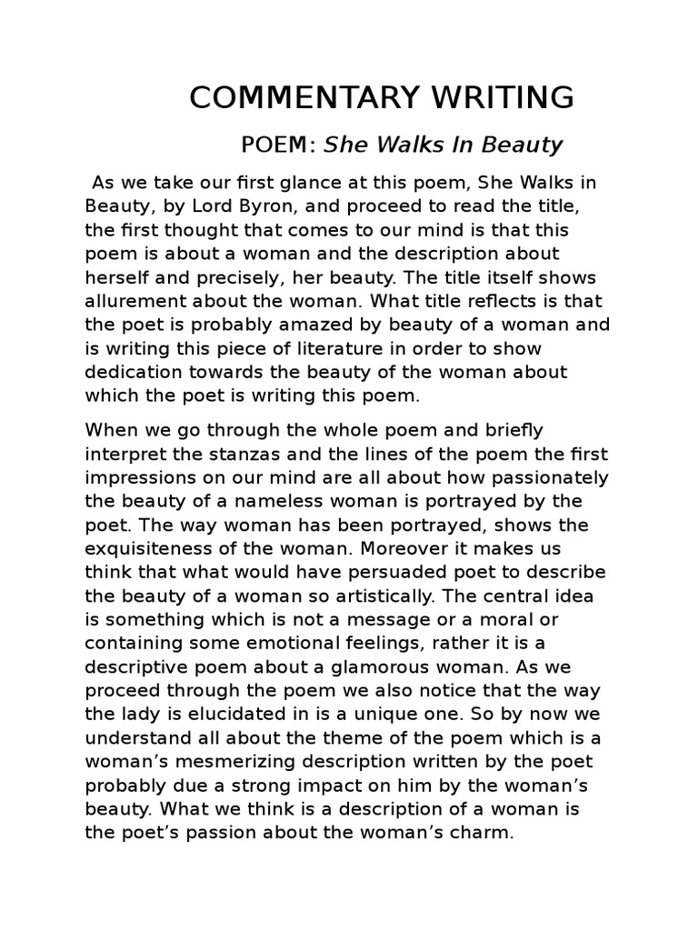 She Walks in Beauty | PDF | Poetry