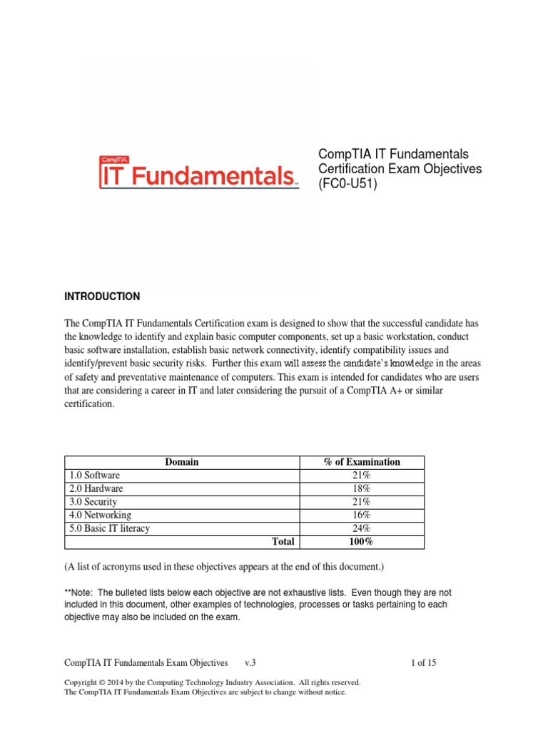 CompTIA IT Fundamentals (FC0-U51) | PDF | Comp Tia | Wireless Lan
