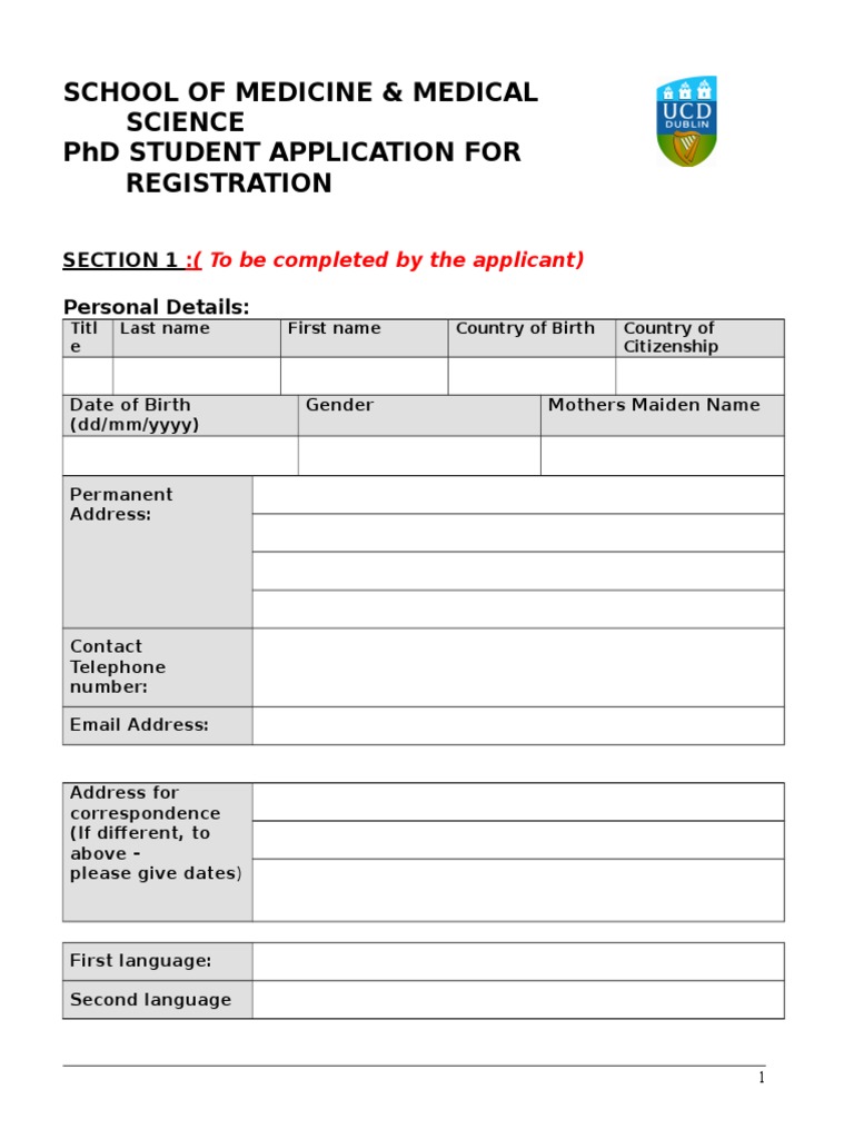PHD Application Form 2017 | PDF | Doctor Of Philosophy | Postgraduate ...