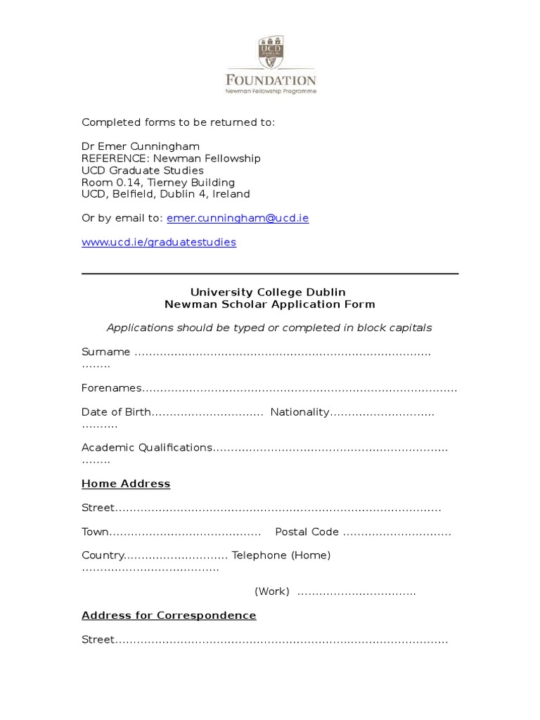 Fellow Application Form For Graduate Studies | PDF