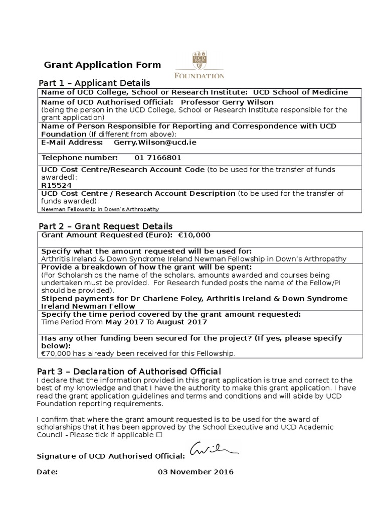 UCD Foundation Grant Application Form | PDF | Audit | Government ...