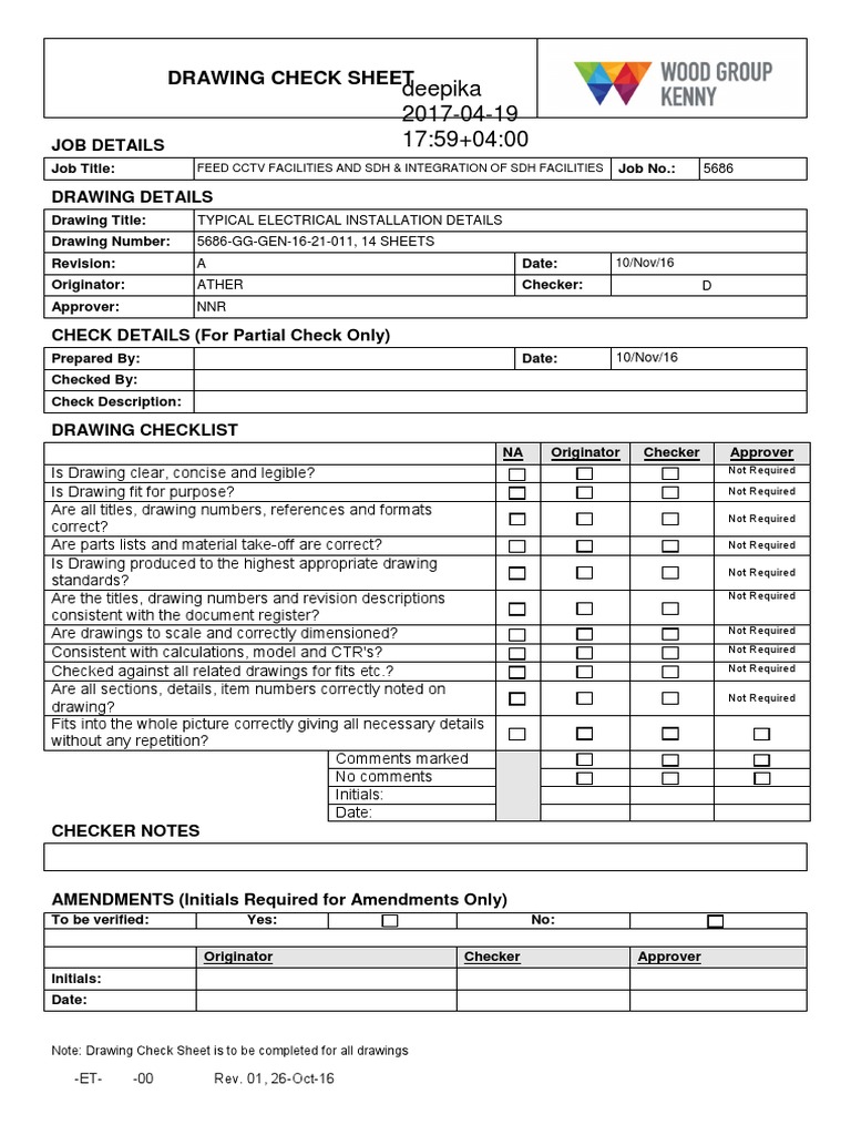 Drawing Check Sheet | Technology | Computing And Information Technology