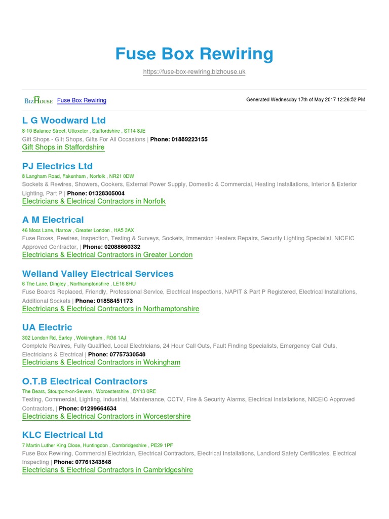 Fuse Box Rewiring BizHouse - Uk | PDF