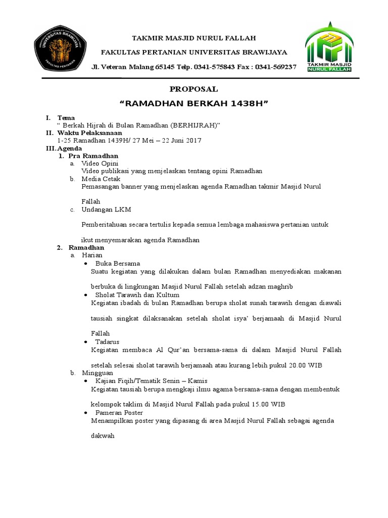 Proposal Kegiatan Ramadhan | PDF