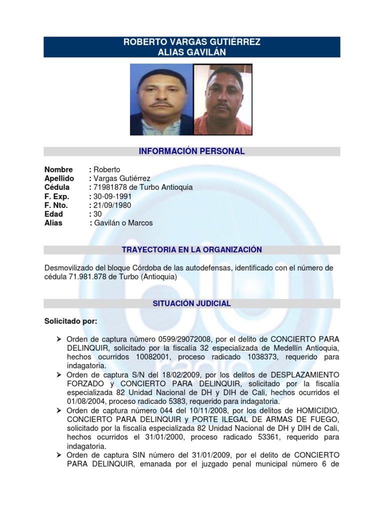 El Dossier Criminal de Alias Gavilán', El Segundo Al Mando Del Clan Del Golfo | PDF | Política ...