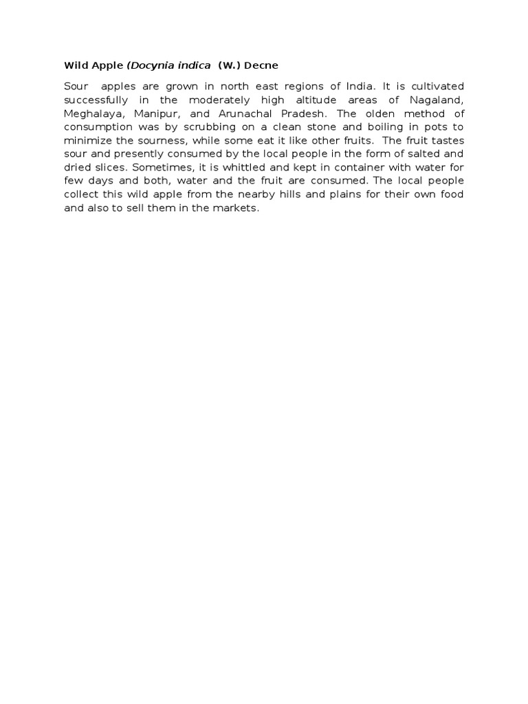 Wild Apple (Docynia Indica (W.) Decne | PDF