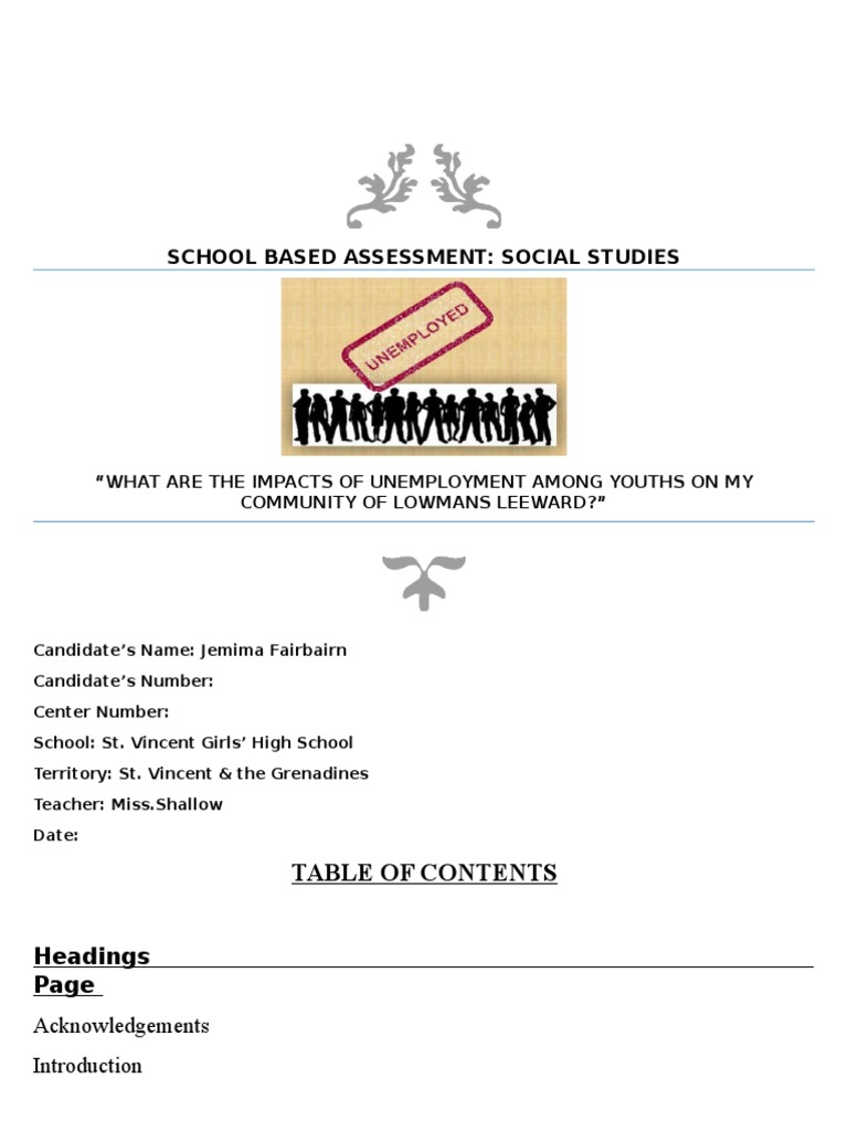 Social Studies Sba (1) | Unemployment | Poverty & Homelessness