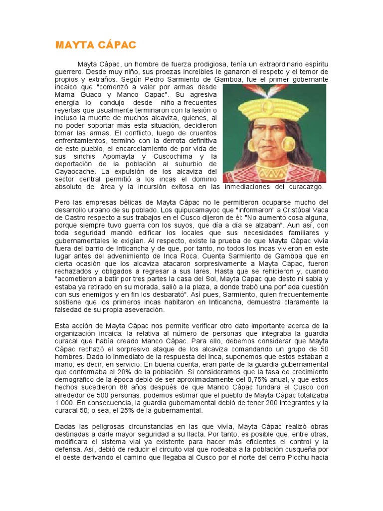 Mayta Cápac | PDF | Imperio Inca | Agitación