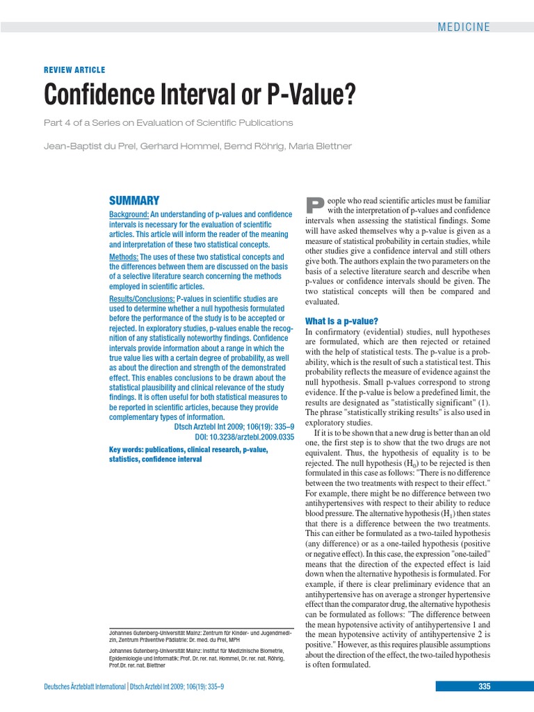 Confidence Interval or P-Value? | PDF | P Value | Confidence Interval