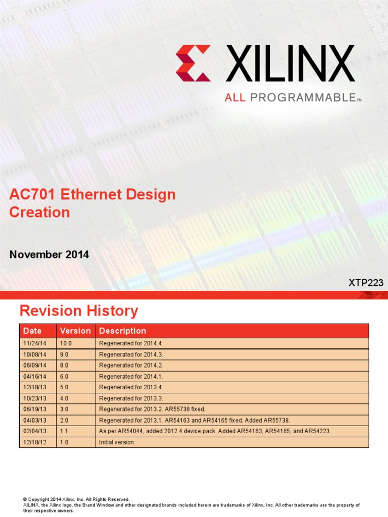 AC701 Ethernet Design Creation: November 2014 | PDF | Ethernet | Data ...