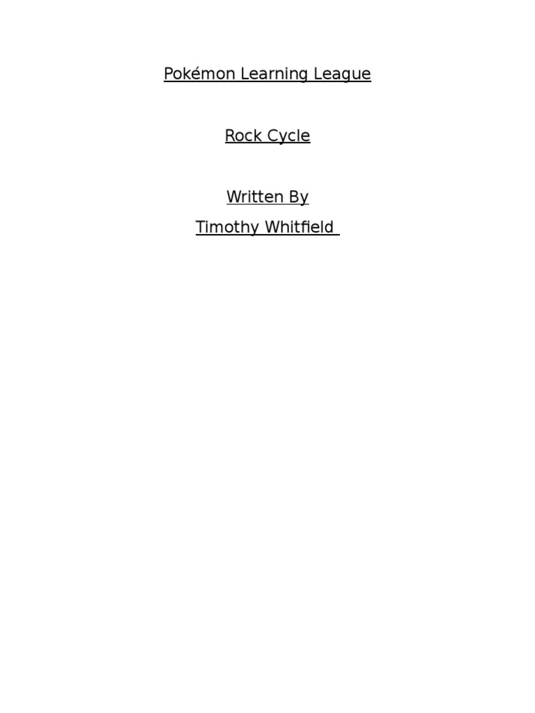 Pokémon Learning League Serena's Solo Adventure (Rock Cycle) | PDF ...