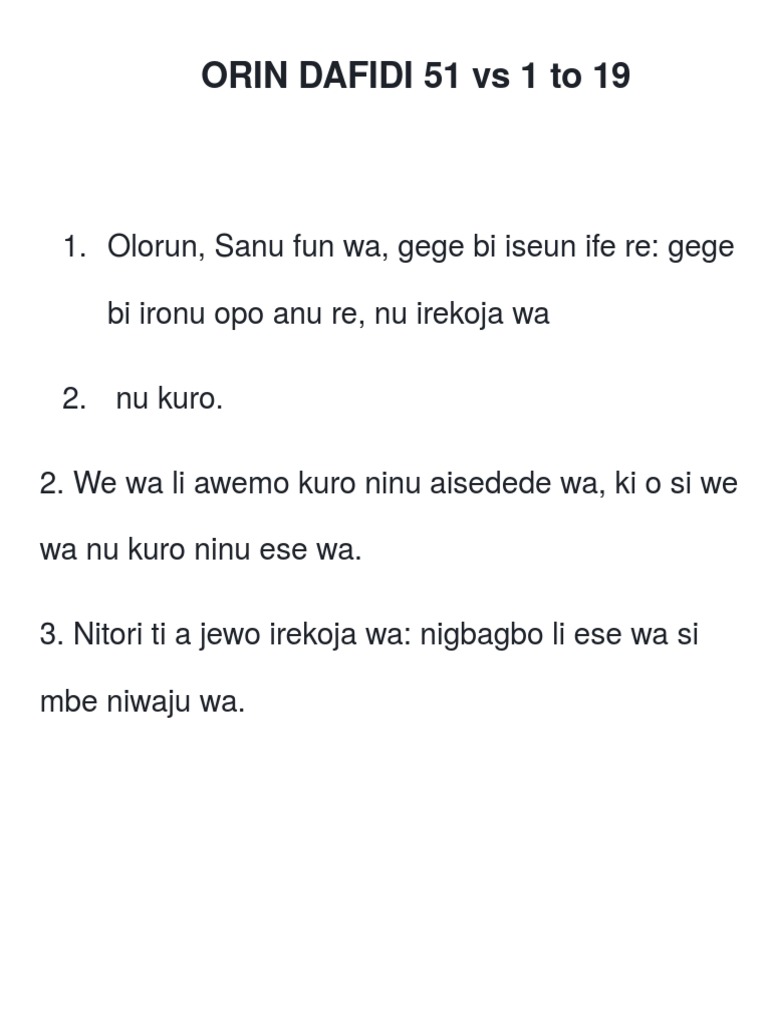 Orin Dafidi 51 Vs 1 To 19 | PDF