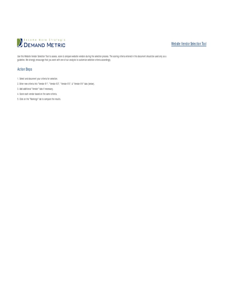 Website Vendor Selection Tool | PDF | Search Engine Optimization | Design