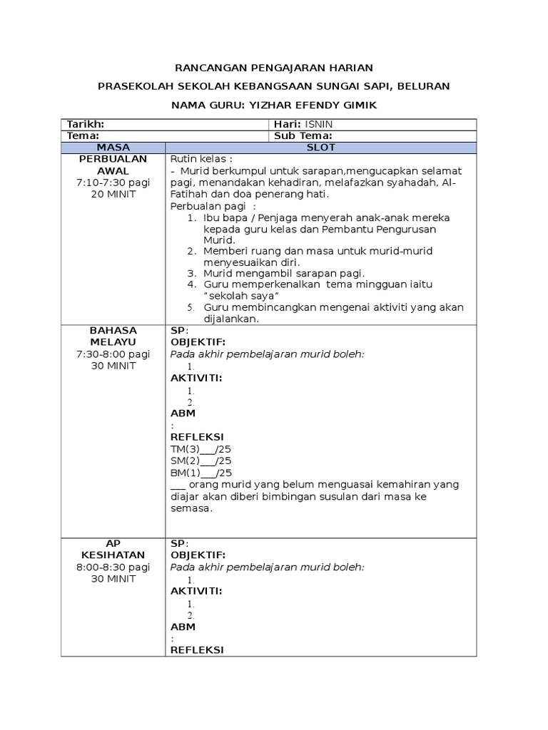 Template RPH Pra | PDF