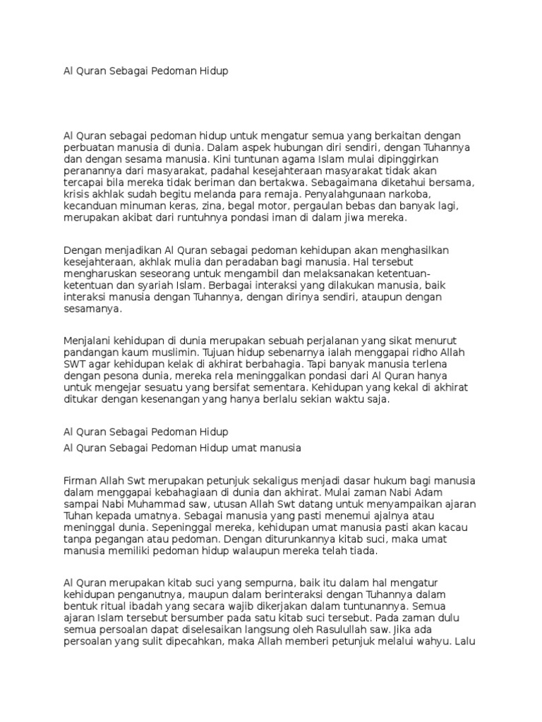 Al Quran Sebagai Pedoman Hidup | PDF