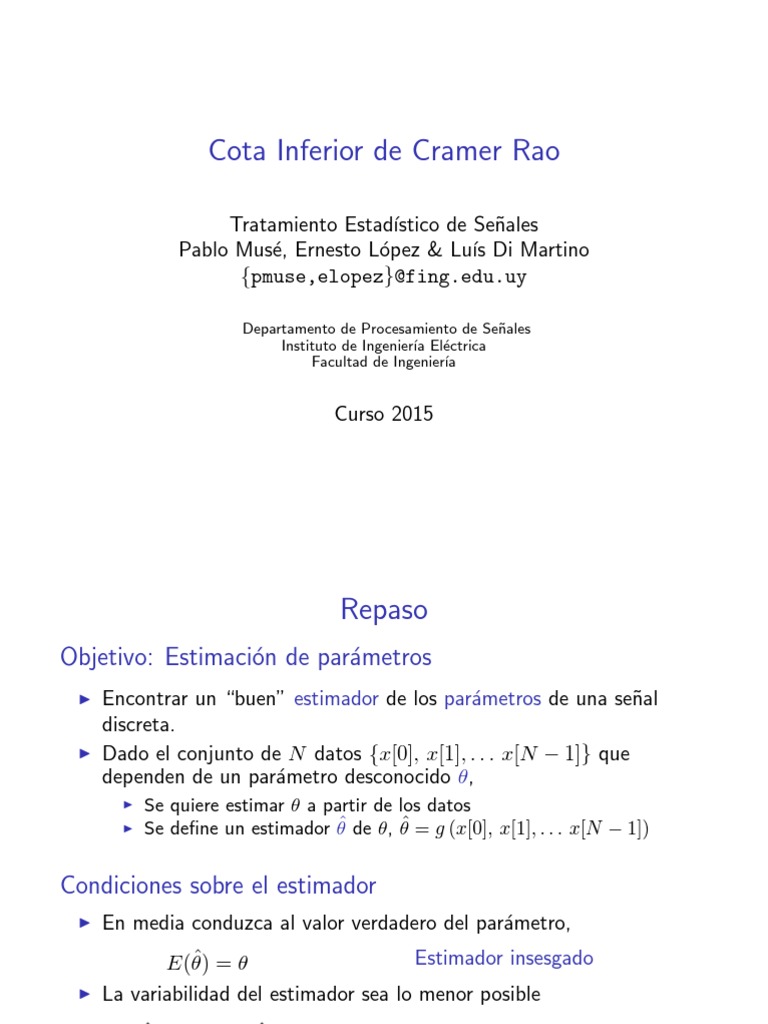 Cota de Cramer Rao | PDF | Estimador | Diferencia