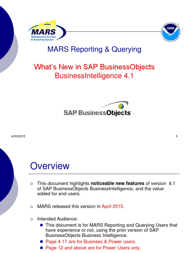 Mars Reporting & Querying: What'S New in Sap Businessobjects ...