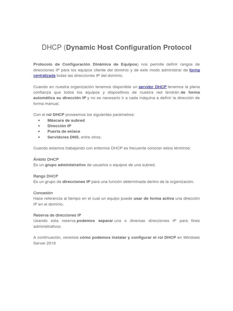 Manual DHCP Paso A Paso | PDF | Dirección IP | sistema de nombres de ...