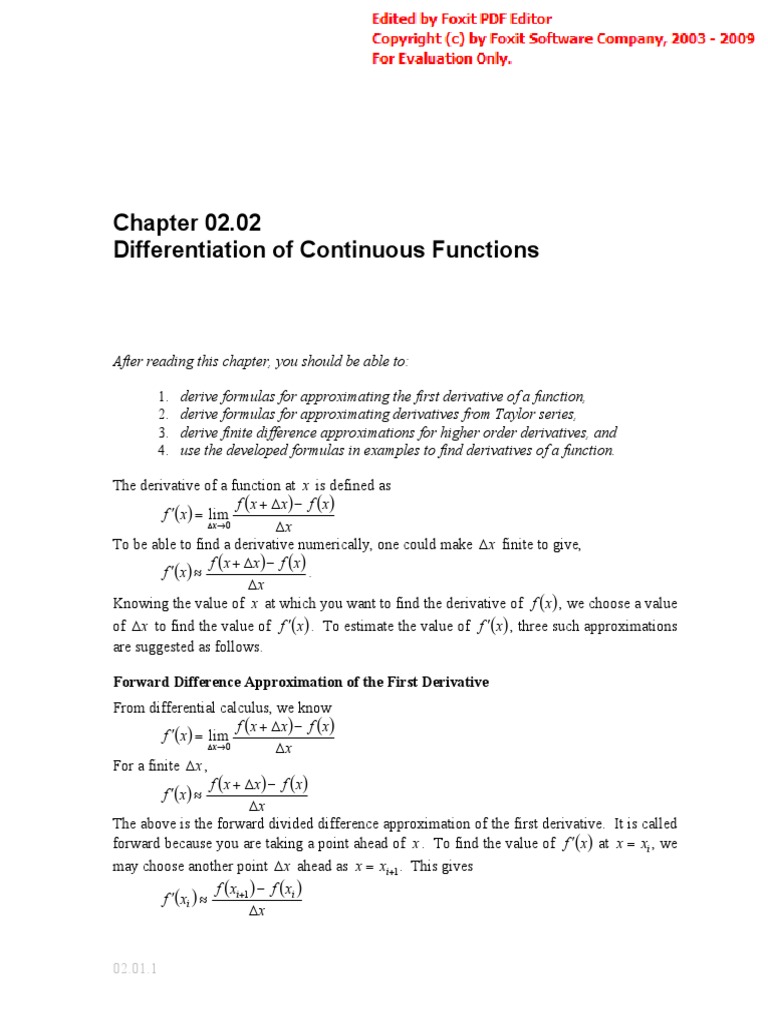 Numerical Differentiation Pdf Pdf Finite Difference Derivative