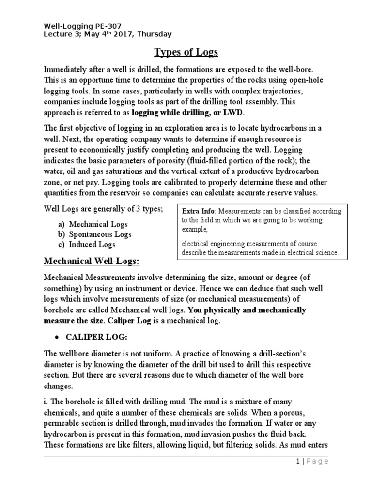 Classification of Well Logs | PDF | Casing (Borehole) | Chemistry
