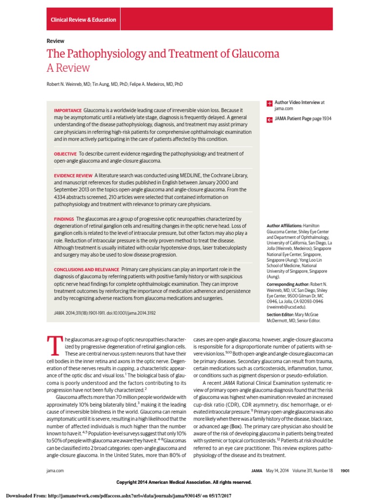 The Pathophysiology and Treatment of Glaucoma | PDF | Glaucoma | Retina