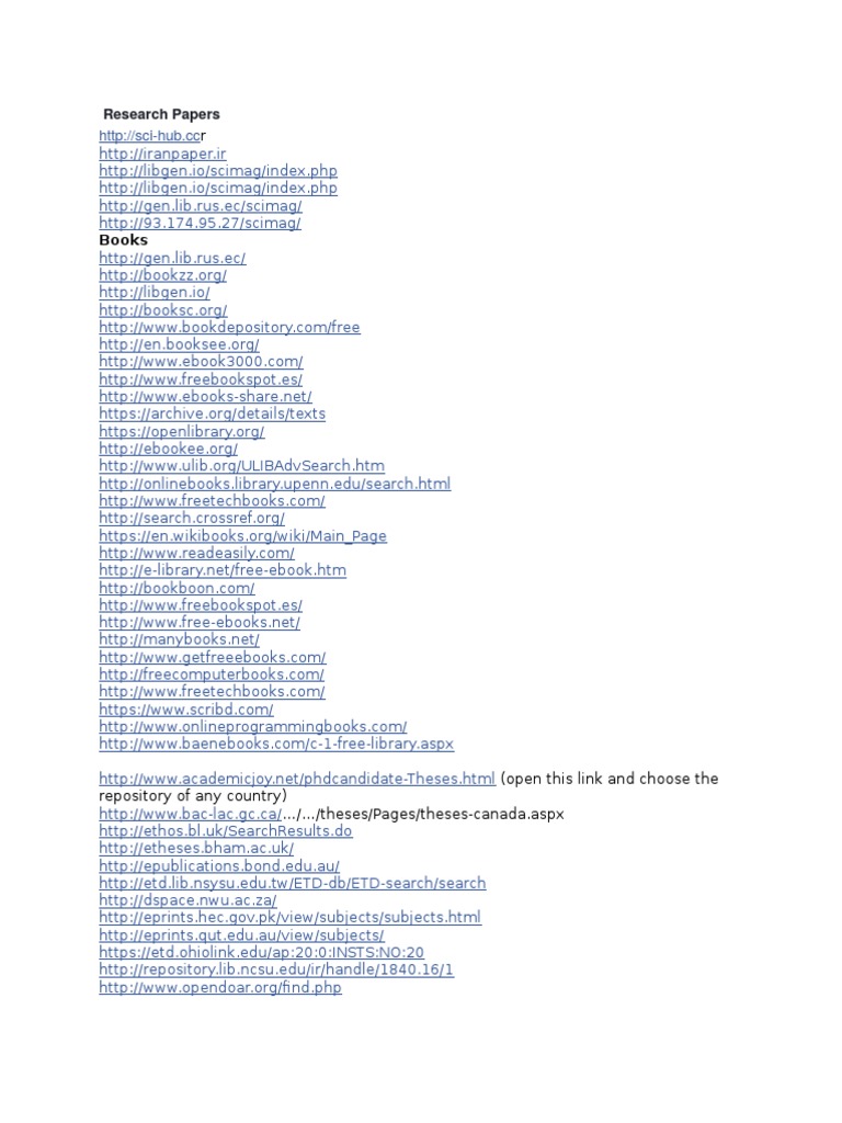 Free Research and Book Repositories | PDF