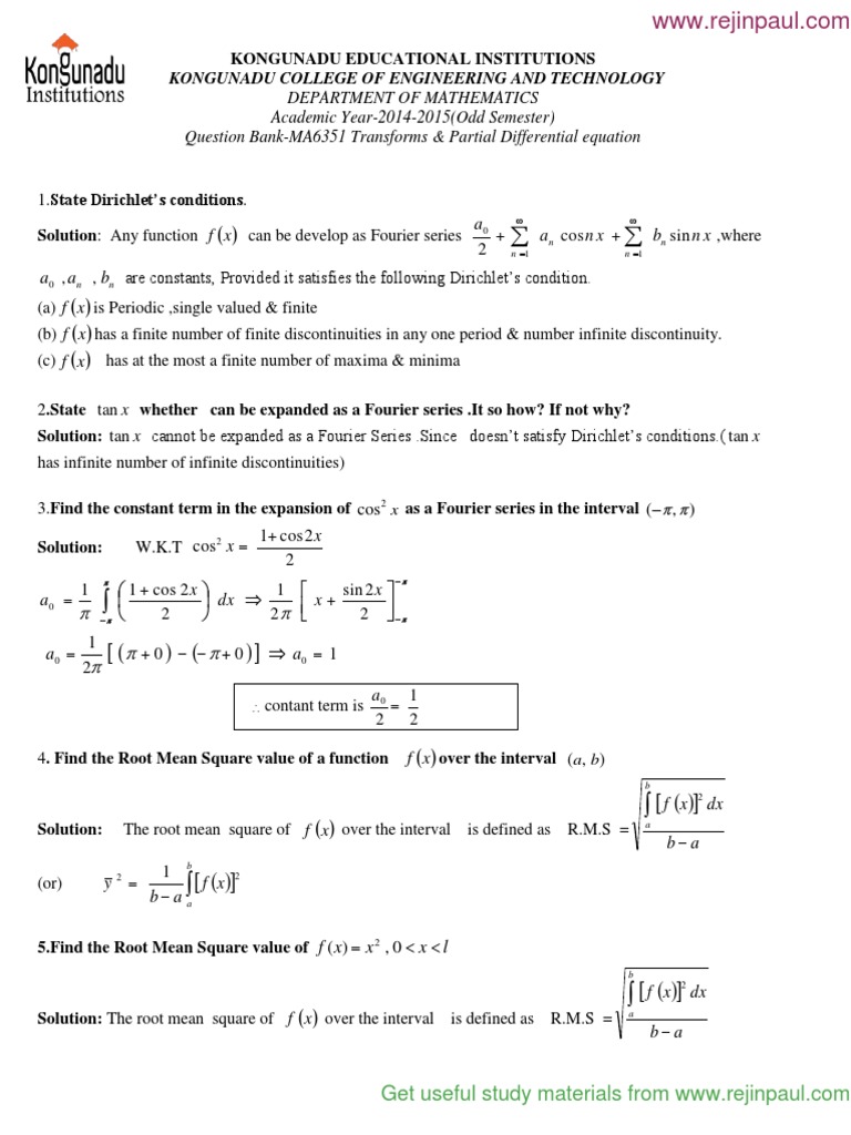 TPDE Question Bank and Solutions | PDF | Trigonometric Functions | Sine