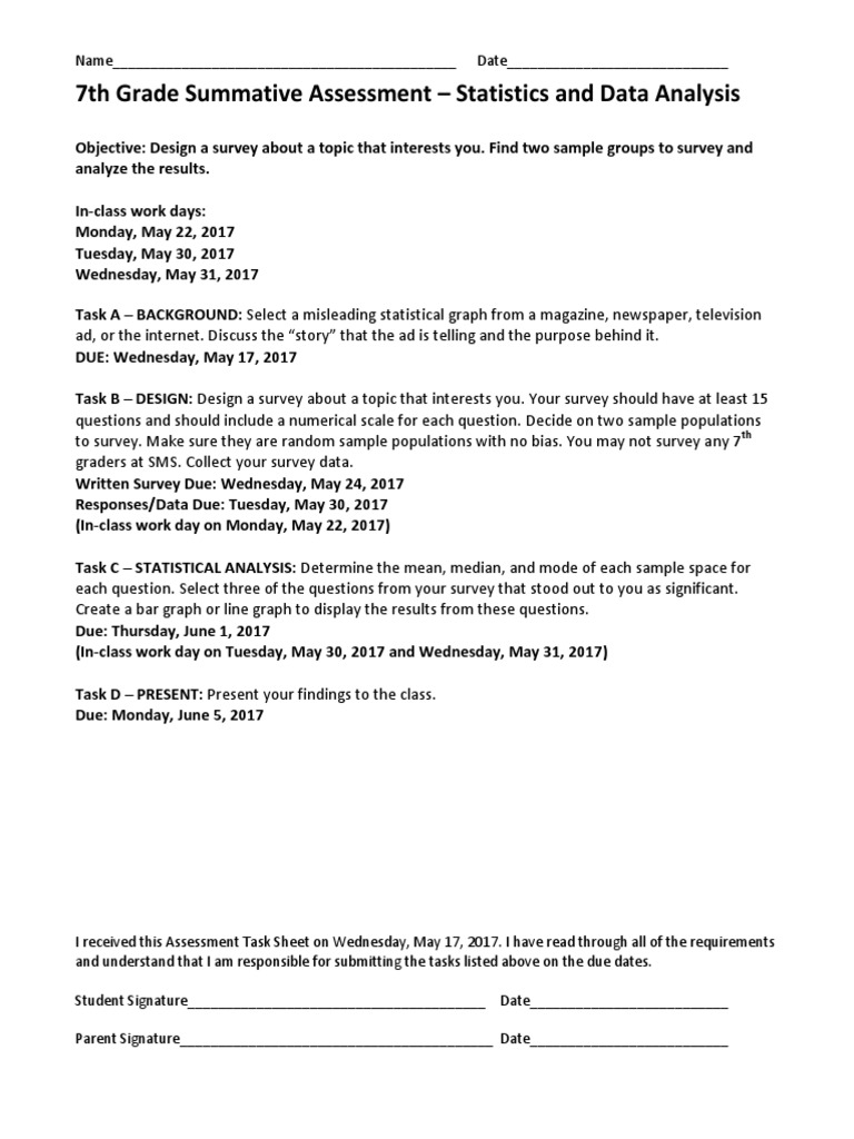 7th Grade Statistics Project | Download Free PDF | Survey Methodology ...