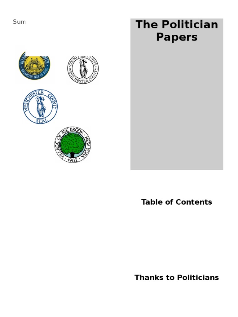 The Politician Papers: Summary | PDF | Local Government | Public ...