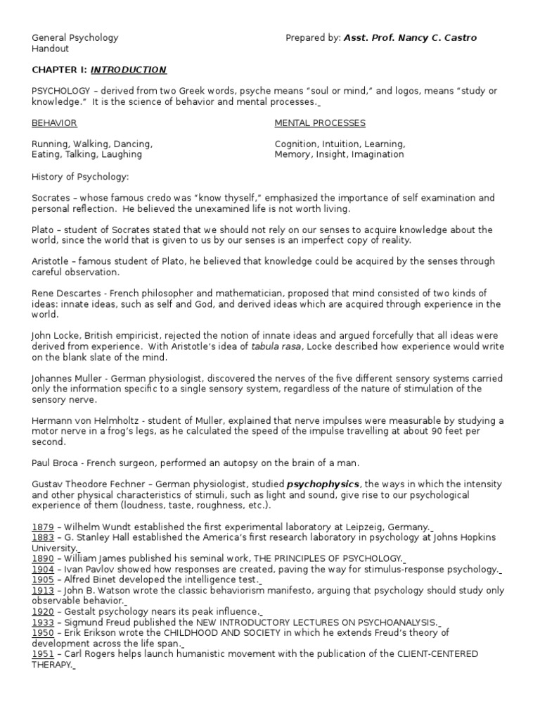 Introduction to Psychology Basics | PDF | Action (Philosophy) | Psychology