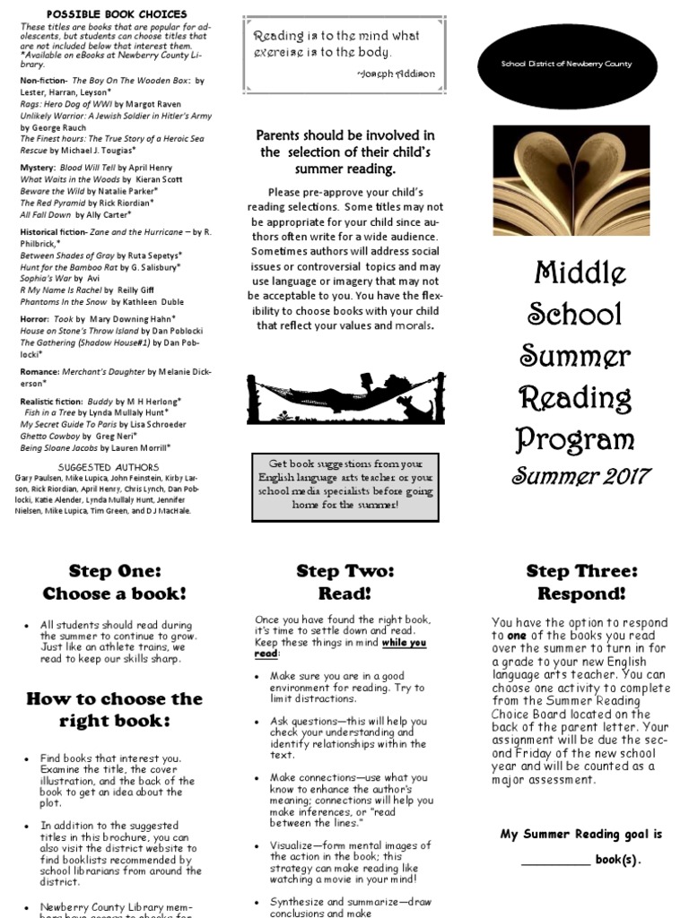 2017 Middle Summer Reading Brochure-2 | PDF