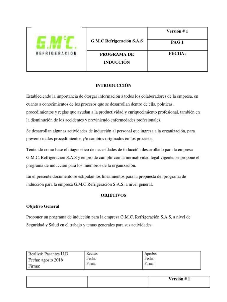 Programa de Induccion | PDF | Derecho laboral | Recursos humanos