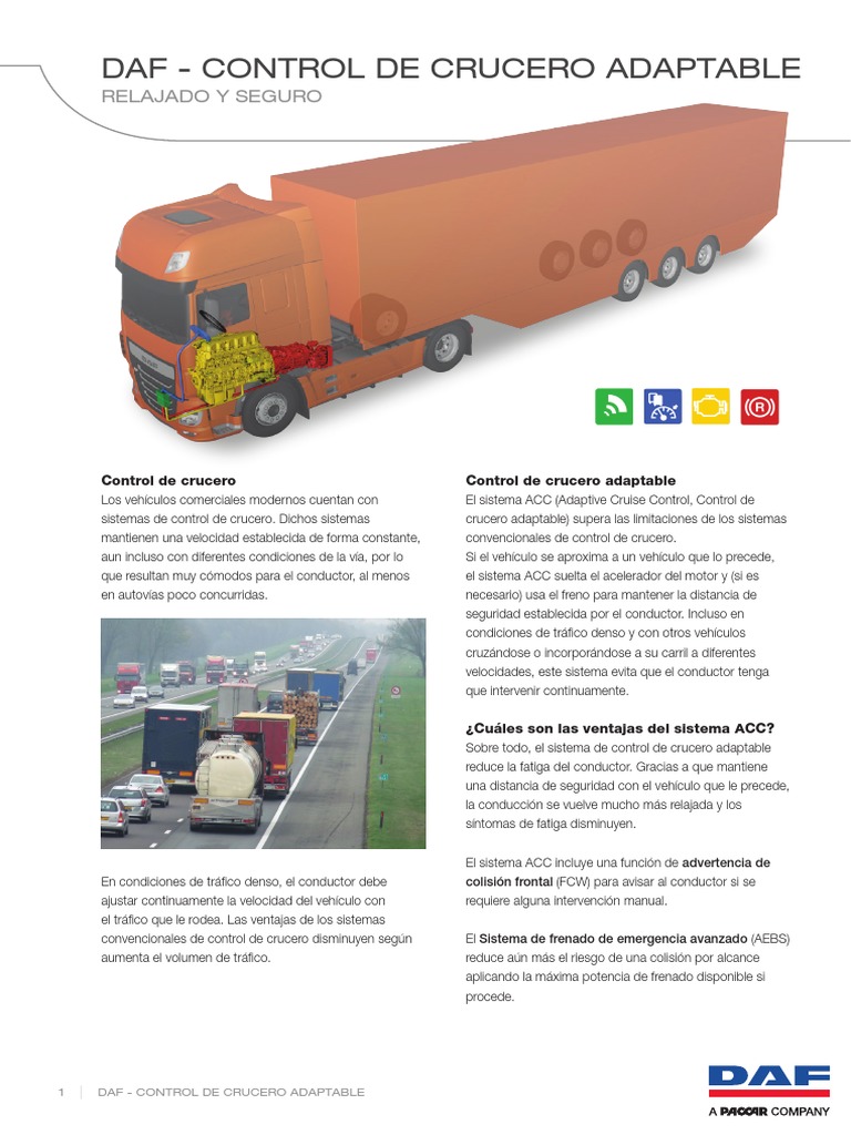 DAF Adaptive Cruise Control 66033 ES | PDF | Crucero | Movimiento (física)